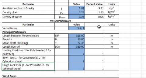 OCIMF Environment Forces Calculator - Gas Carrier (updated to MEG4)
